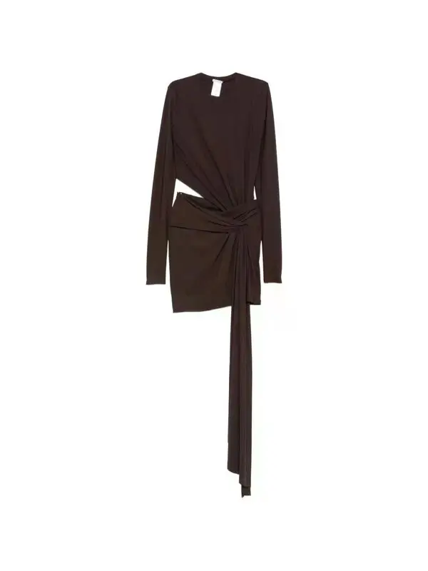 AMAZUIN Anouk Cut-out Knotted-detail Mini Dress - Brown
