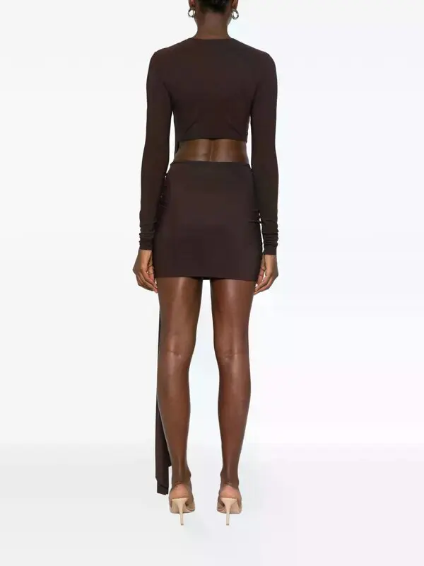 AMAZUIN Anouk Cut-out Knotted-detail Mini Dress - Brown