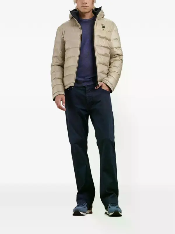BLAUER. Reversible Logo-patch Hooded Jacket
