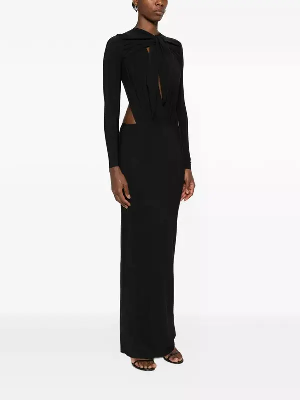 AMAZUIN Denise Cut-out Ruched Maxi Dress - Black