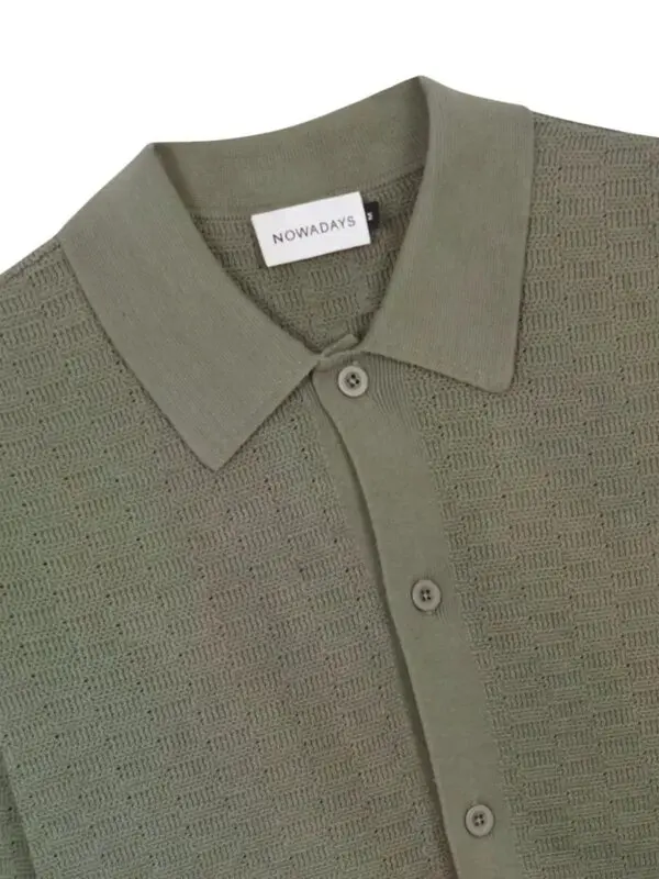 NOWADAYS Basket-weave Polo-collar Cardigan