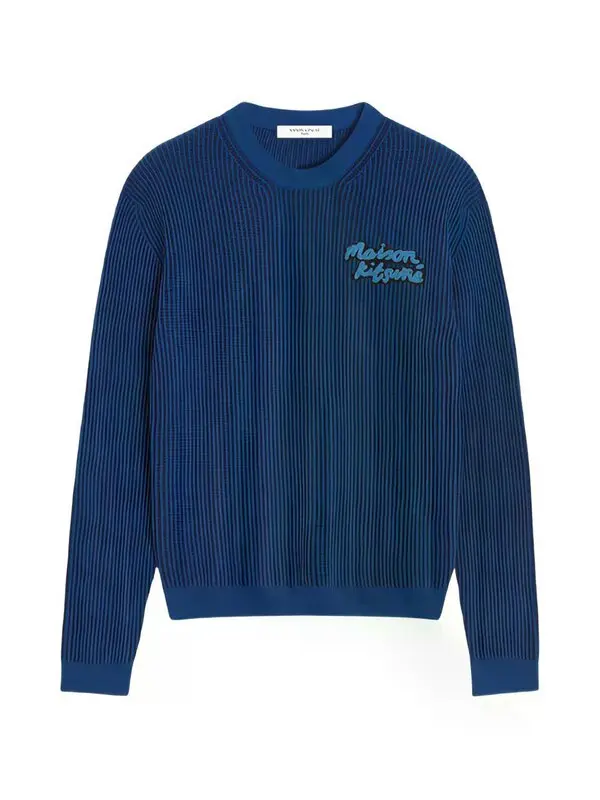 Maison Kitsuné Logo-patch Ribbed Sweater