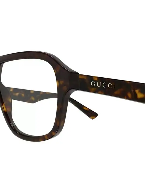 Gucci Tortoiseshell-effect Pilot-frame Glasses