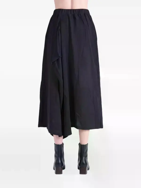 Yohji Yamamoto Asymmetric Draped Midi Skirt - Black