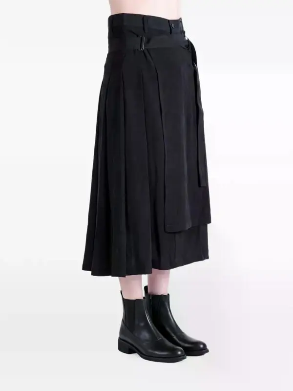 Yohji Yamamoto Belted Layered-panel Midi Skirt