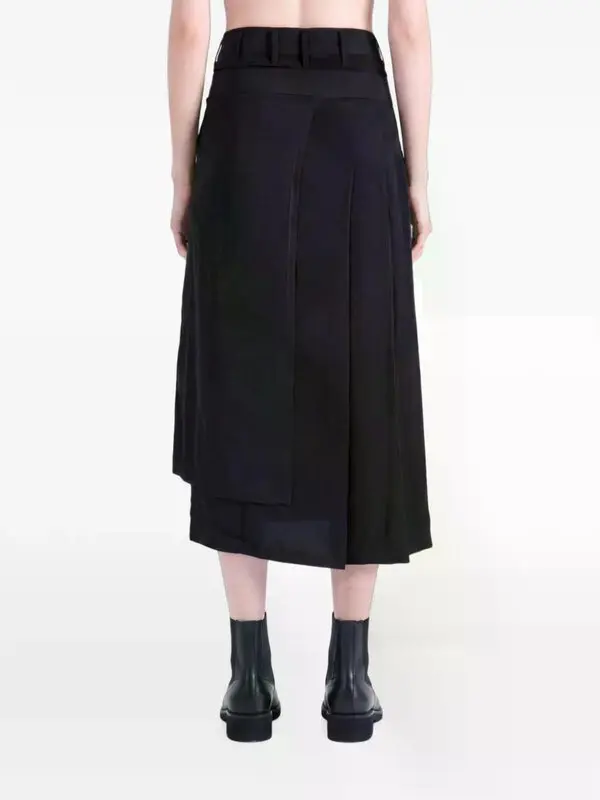 Yohji Yamamoto Belted Layered-panel Midi Skirt