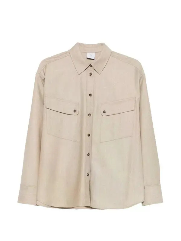 Bogner Robyn Herringbone-weave Flap-pocket Shirt - Neutrals