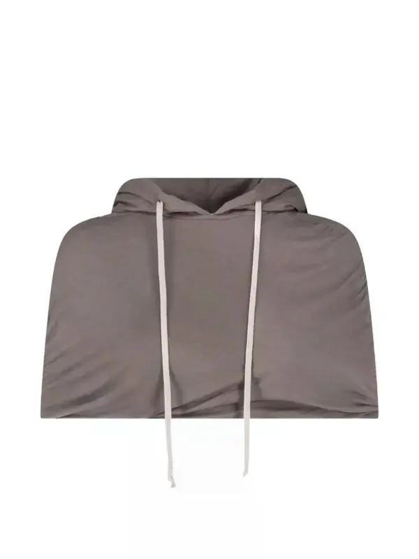 Rick Owens Cropped Drawstring Hoodie - Grey