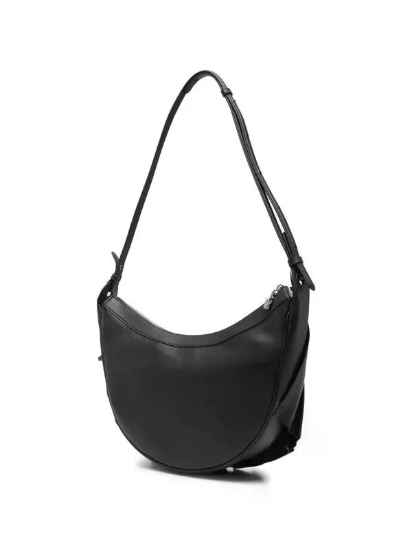 Lacoste M Hobo Pleated Leather Shoulder Bag - Black