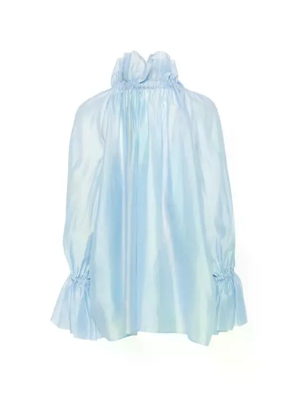 THELATEST Ruffled-neck Blouson-sleeve Shirt