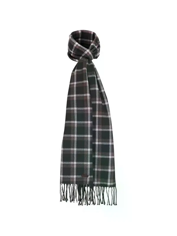 Eton Check-pattern Fringed Scarf - Black