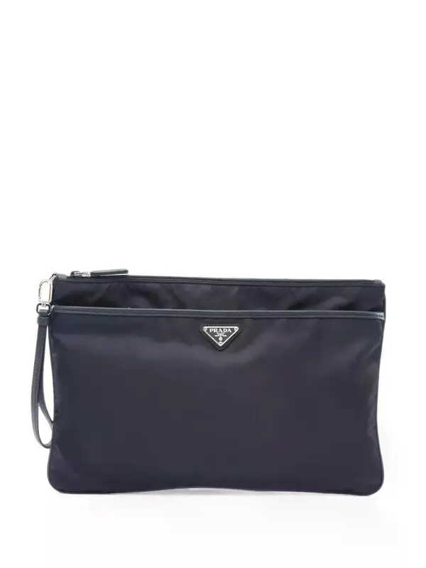 Prada 2010s Tessuto Saffiano Clutch Bag - Blue