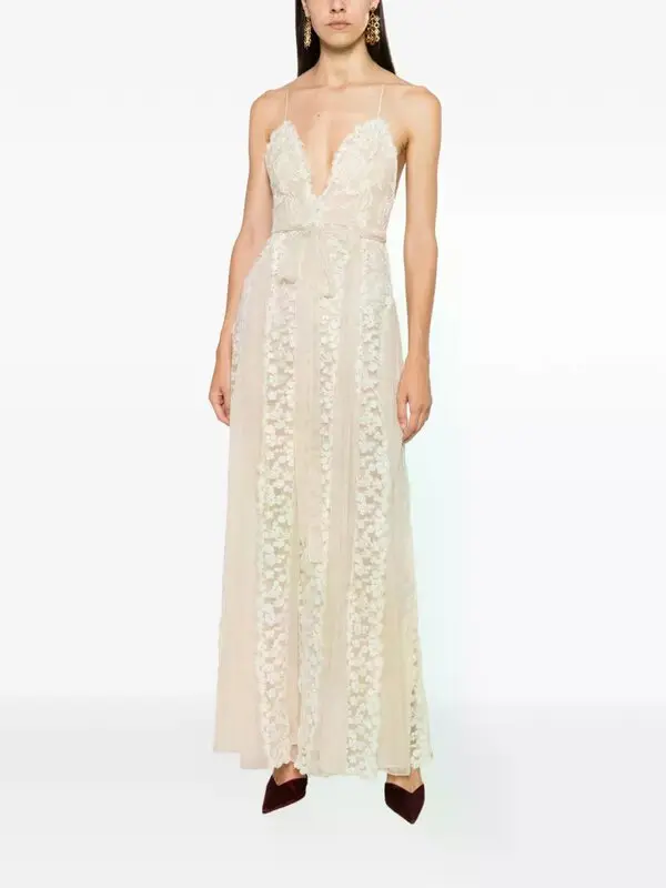 Fendi Floral-lace Belted Maxi Dress