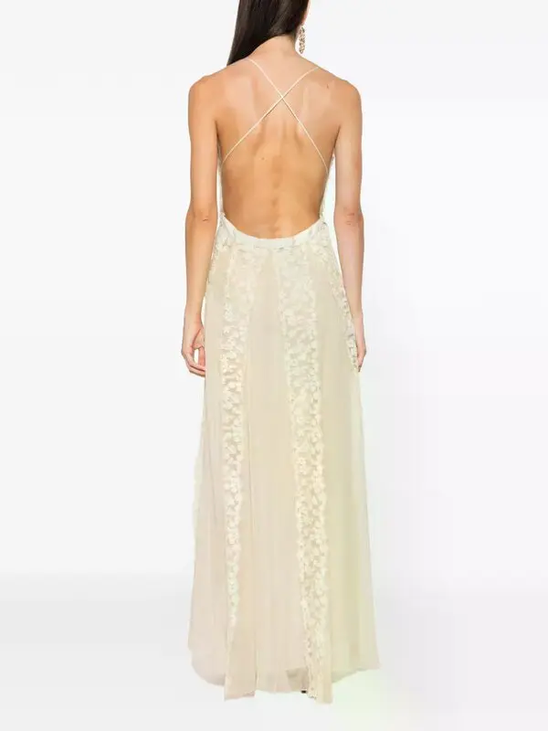 Fendi Floral-lace Belted Maxi Dress