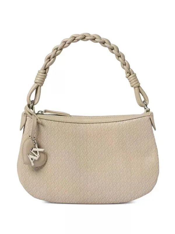 Emporio Armani Logo-embossed Braided Shoulder Bag - Neutrals