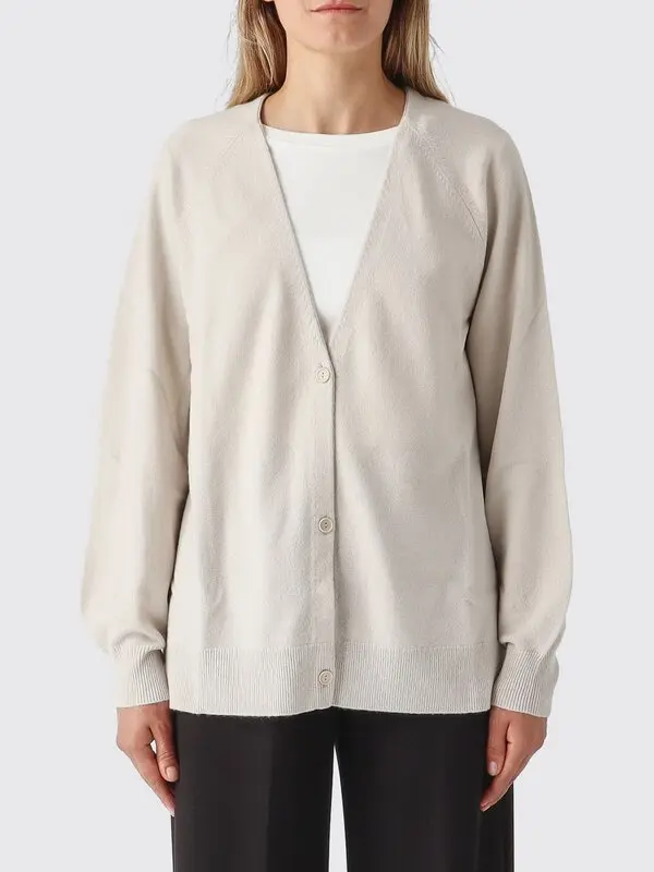 Max Mara Virgin Wool And Cashmere V-neck Cardigan - Mastic