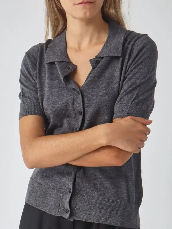 MEIMEIJ Short-sleeved Slim Fit Cardigan In Pure Virgin Wool
