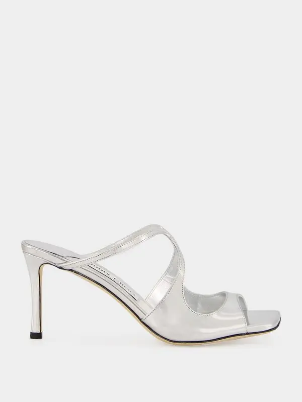 JIMMY CHOO Anise Patent Leather Mules With Mid-stiletto Heel