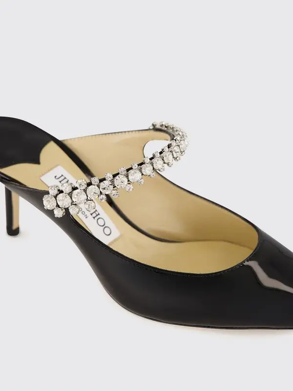 JIMMY CHOO Bing Patent Leather Mules With Crystals And Stiletto Heel