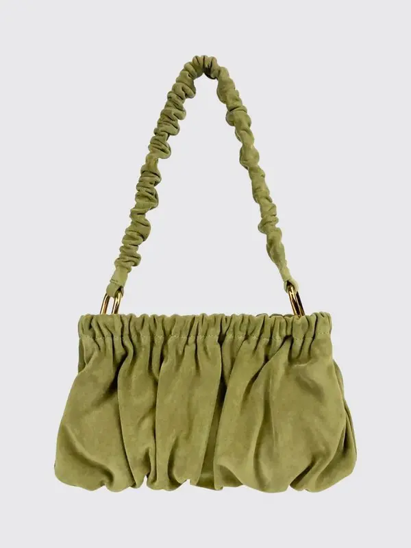 Marni Ruched Synthetic Suede Shoulder Bag - Green