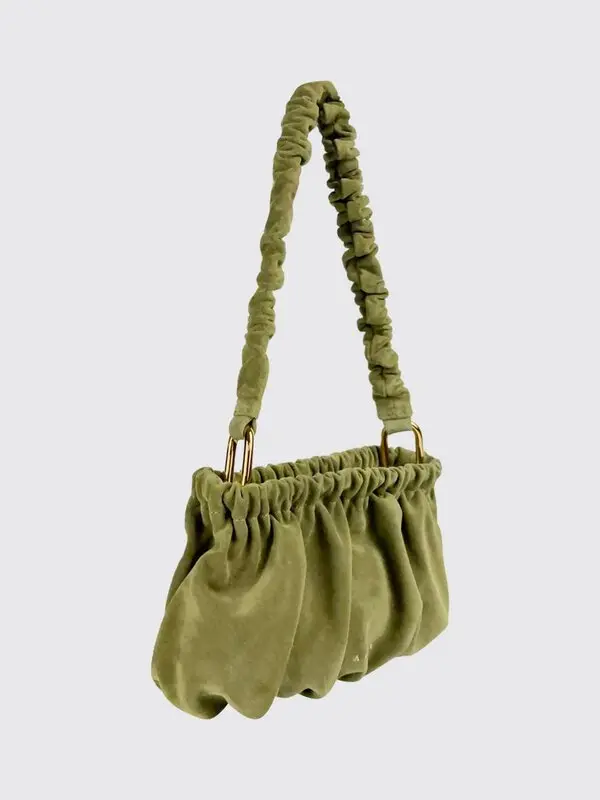 Marni Ruched Synthetic Suede Shoulder Bag - Green