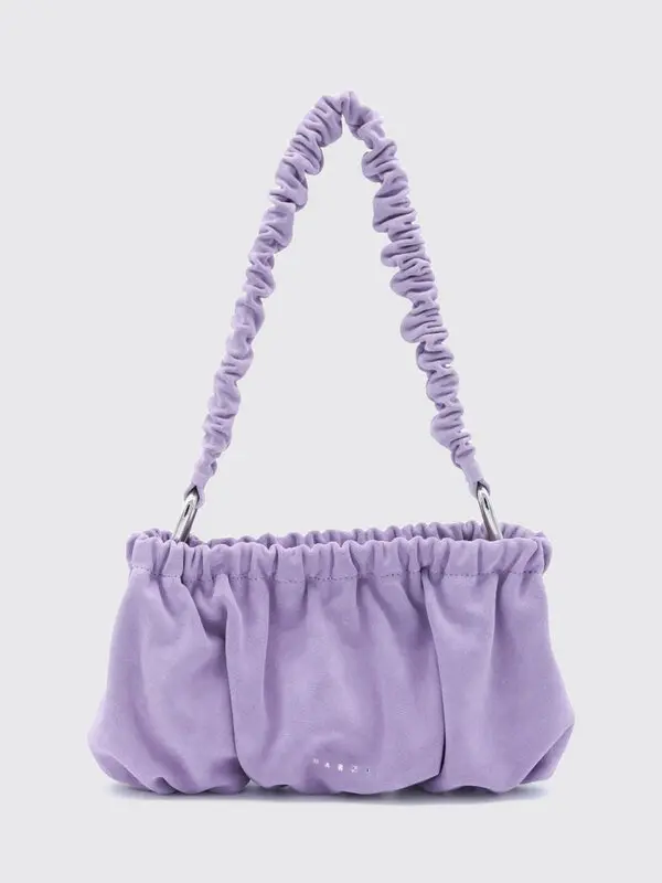 Marni Ruched Synthetic Suede Shoulder Bag - Pink