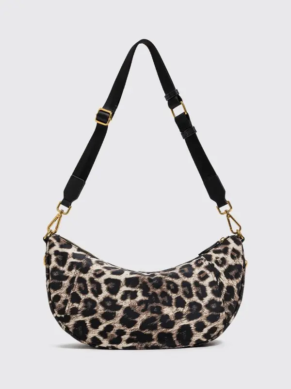 TWINSET Animalier Print Polyester Half-moon Shoulder Bag