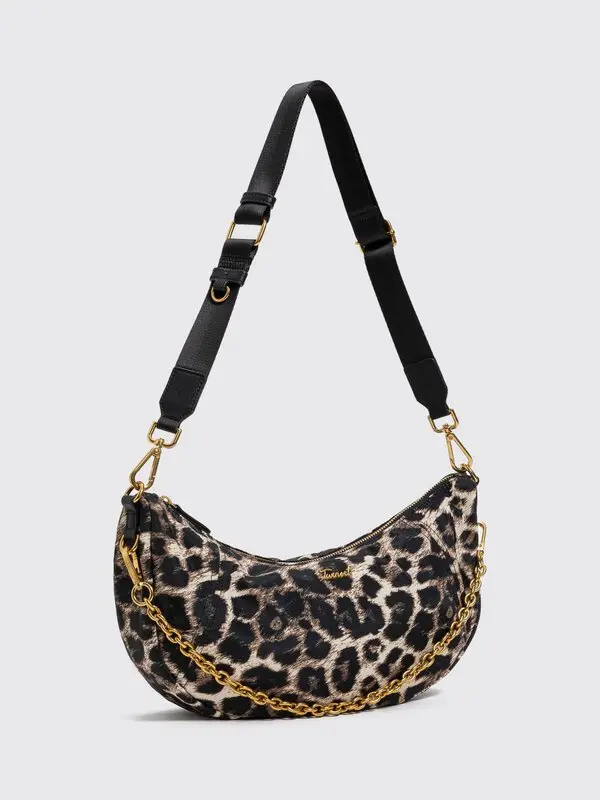 TWINSET Animalier Print Polyester Half-moon Shoulder Bag