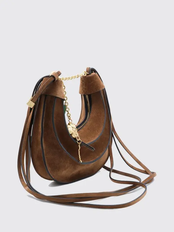 Farm Rio Suede Half-moon Bag With Flower Appliqu