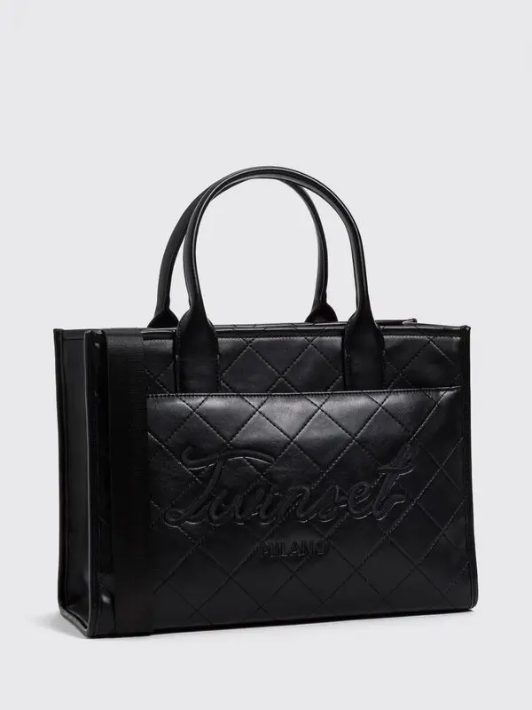 TWINSET Quilted Synthetic Leather Handbag With Tone-on-tone Lettering Logo