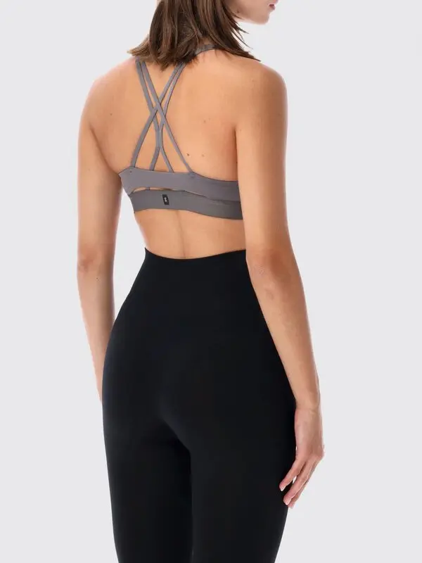 On Cropped Technical Fabric Sports Top With Criss-cross Straps