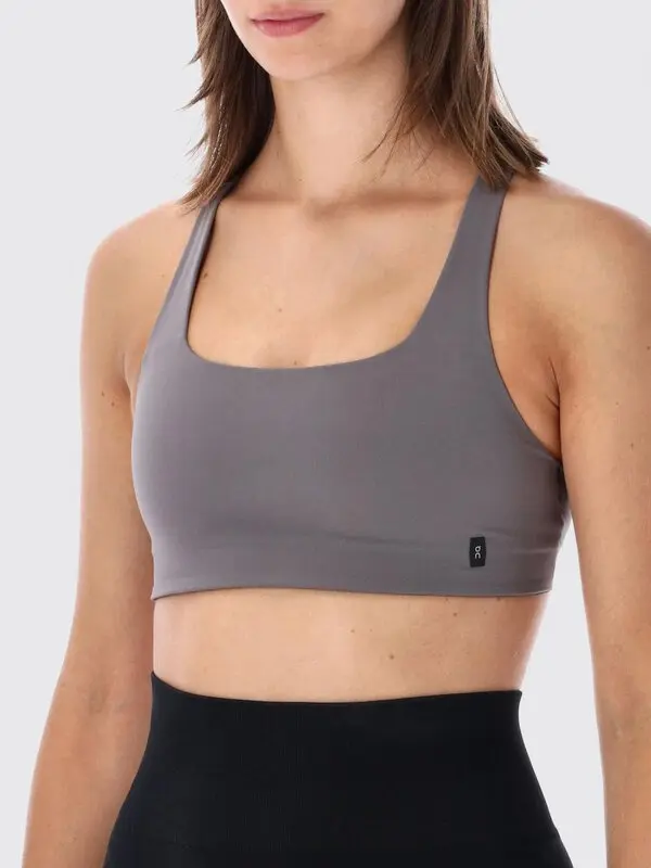 On Cropped Technical Fabric Sports Top With Criss-cross Straps