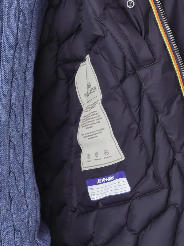 K-WAY Thomal Knee-length Windbreaker Jacket With Removable Hood - Navy
