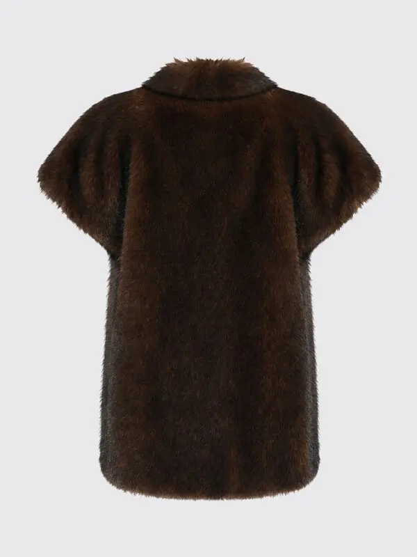 Liviana Conti Rian Short Faux Fur Vest With Lapel Collar