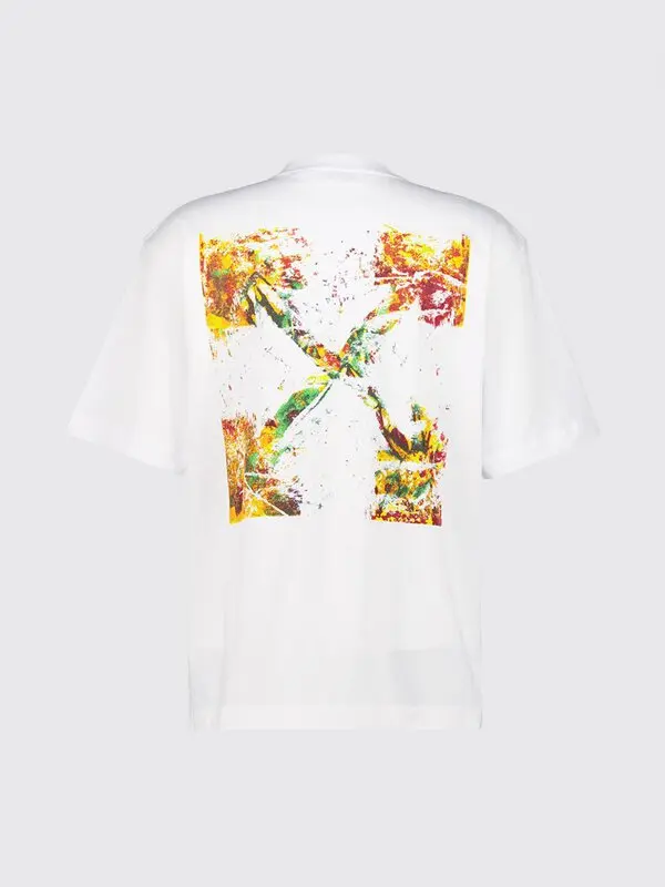 Off-White Cotton T-shirt With Graphic Print And Dropped Shoulders - White