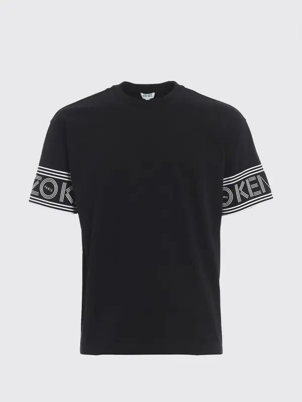 Kenzo Cotton T-shirt With Contrast Logo Print And Dropped Shoulders Design