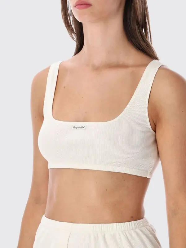 Sporty & Rich Cropped Sports Top In Stretch Cotton With A Square Neckline