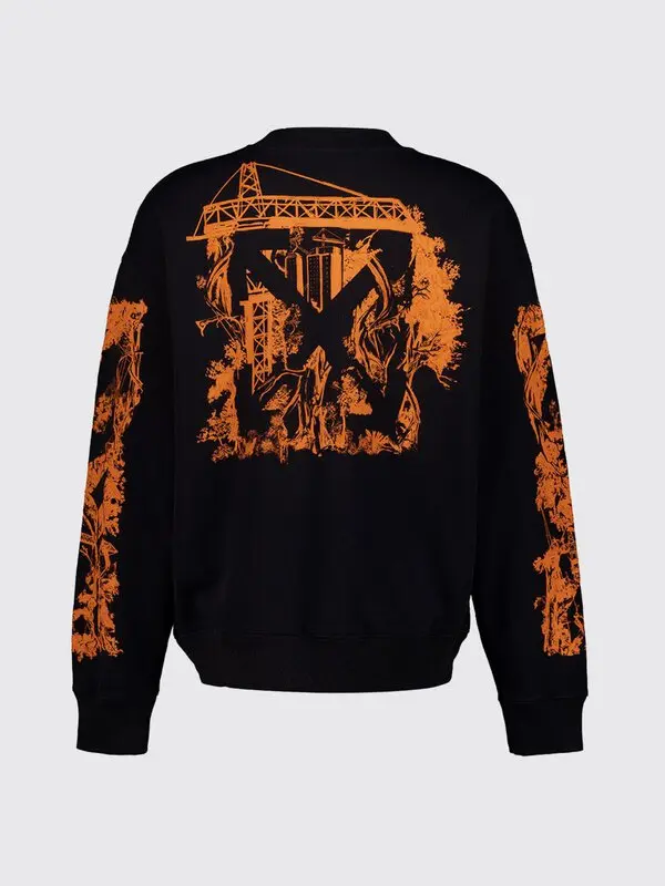Off-White Crewneck Cotton Sweatshirt With Rear Arrow Logo And Dropped Shoulders