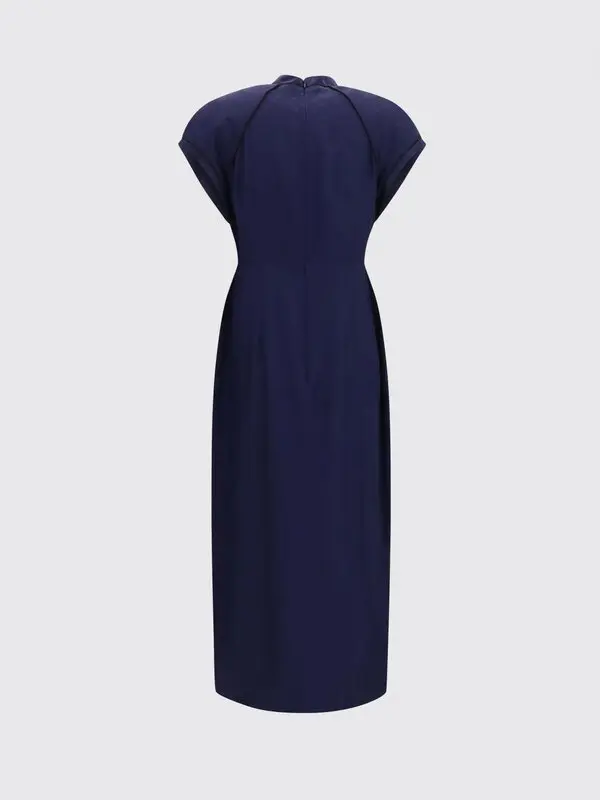 Alessandra Rich Pure Silk Midi Evening Dress With A Scarf Neck And Front Slit