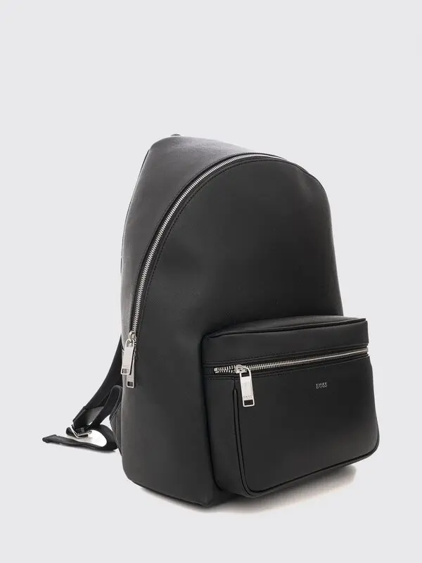 BOSS Large Faux Leather Backpack With Adjustable Straps And A Contrast Logo