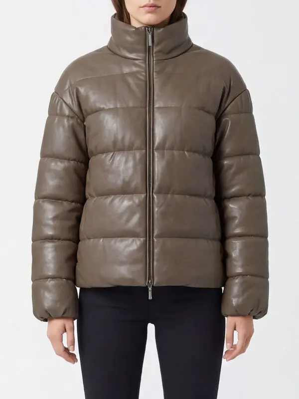Max Mara Short Padded Faux Leather Jacket With High Neck