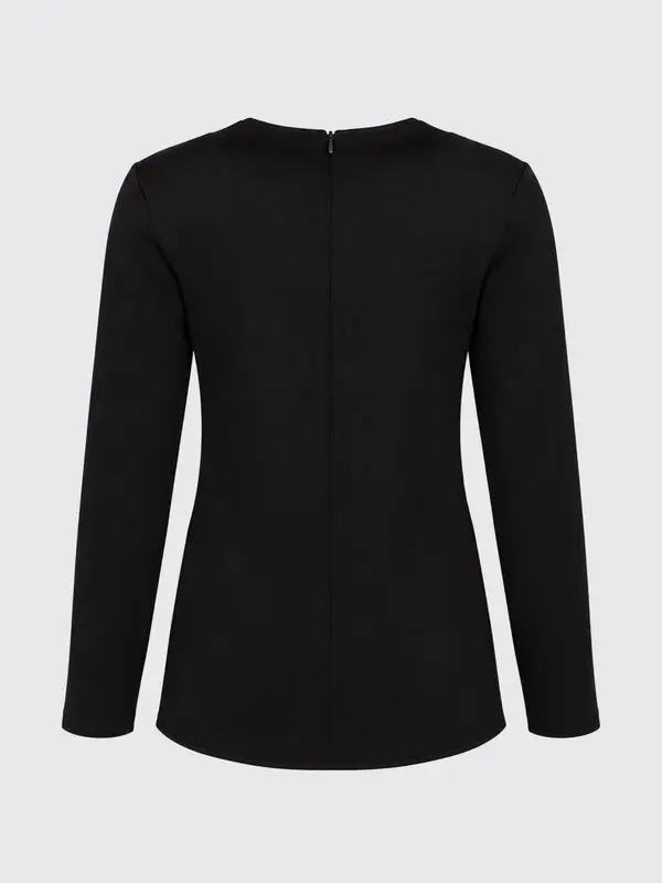 Max Mara Long-sleeved Crew Neck Top In Crêpe