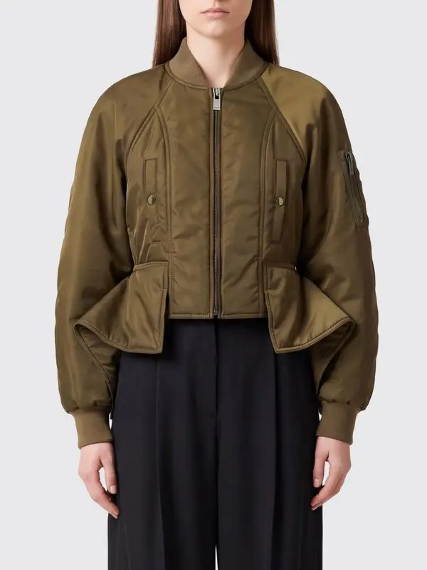 Balmain Relaxed Fit Cropped Nylon Bomber Jacket With Zip Closure