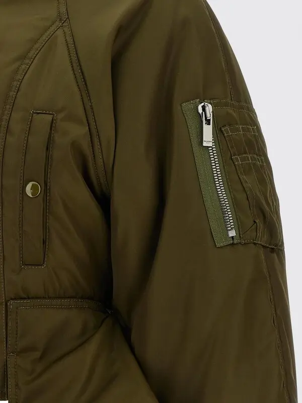 Balmain Relaxed Fit Cropped Nylon Bomber Jacket With Zip Closure