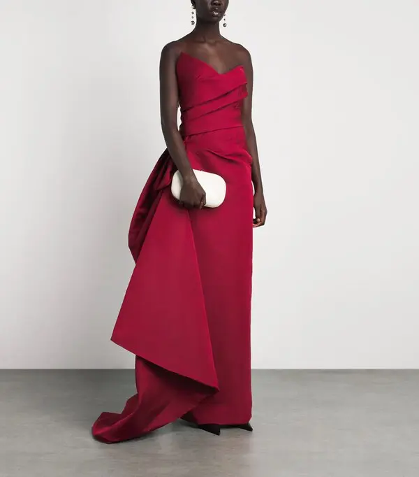 Monique Lhuillier Draped Asymmetric-neck Gown