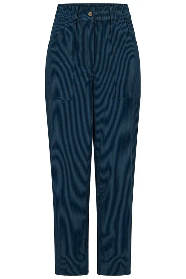 SUGARHILL BRIGHTON Rowan Cotton Trousers Black Teal Stripe