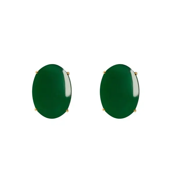 CRYSTALLINE JEWELLERY Emerald Agate Earrings - Green