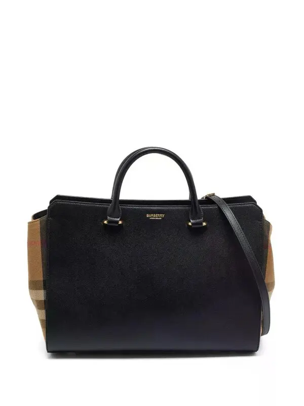 Burberry Medium Banwell Check Tote Bag - Black
