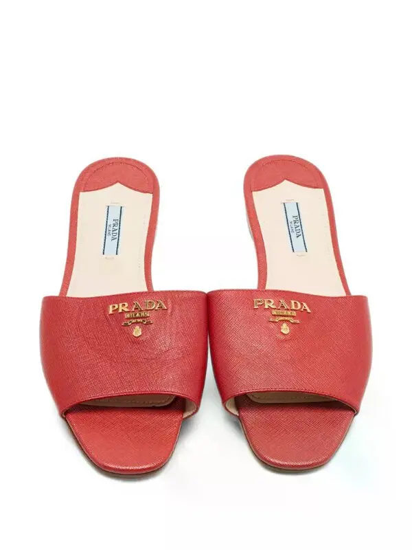 Prada Saffiano-leather Logo-plaque Sandals