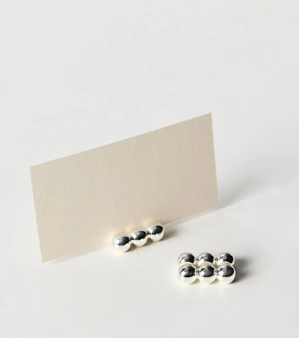 Christofle Perles Set Of 2 -plated Place Card Holders